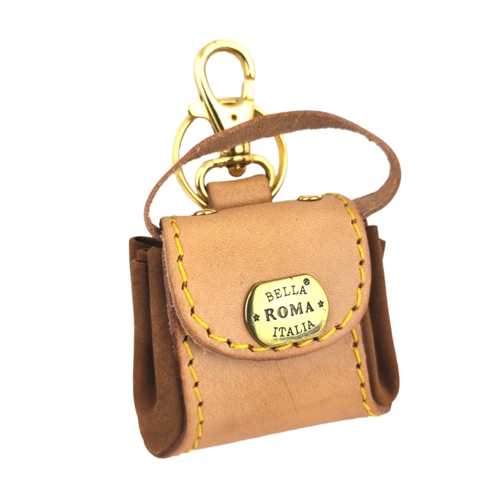 Bella Roma Italia Leather Brown Keychain/Coin Purse - Gem